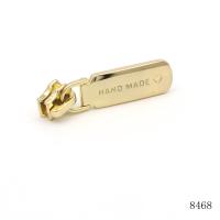 China Custom shaped Logo Engraved Gold Plated  Metal Zip Puller Tag For Handbags Hardware Accessories for sale