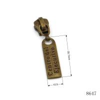 China Engraved Custom Logo  Metal Zip Puller Tag Rolling Anti Brass Pull Tag For Handbags Hardware Accessories for sale