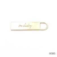 China Gold Plated Engraved Custom Brand Logo  Metal Zipper Tag Puller For Bag Hardware Accessories/clothing for sale