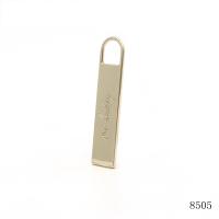 China Gold Plated Engraved Custom Brand Logo  Metal Zipper Tag Puller For Bag Hardware Accessories/clothing for sale