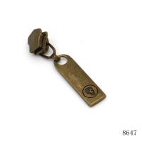 China Engraved Custom Logo  Metal Zip Puller Tag Rolling Anti Brass Pull Tag For Handbags Hardware Accessories for sale