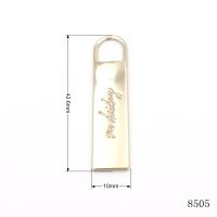 China Gold Plated Engraved Custom Brand Logo  Metal Zipper Tag Puller For Bag Hardware Accessories/clothing for sale