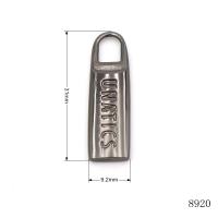 China Custom Deep Clear Logo Engraved Metal Zipper Puller Black Metal Zip Pull Tag For Handbag Hardware Accessories for sale