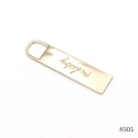 China Gold Plated Engraved Custom Brand Logo  Metal Zipper Tag Puller For Bag Hardware Accessories/clothing for sale