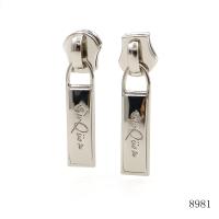 China Bag Accessories Metal Zipper Puller Custom Logo Shape Zip Pull Charm with 5# Slider for Clothing for sale