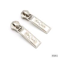 China Bag Accessories Metal Zipper Puller Custom Logo Shape Zip Pull Charm with 5# Slider for Clothing for sale