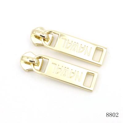 China Handbag Hardware Accessories Custom Logo Engraved Zipper Puller New Design  Metal Zip Pull Tag for sale