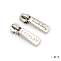 China Nickel Logo Engraved Metal Zipper Puller Customized Shape Size Metal Zipper Puller Label For Handbag for sale
