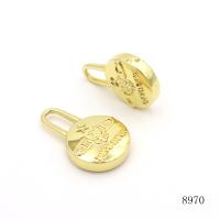 China Clear Brand Logo Engraved Metal Zip Puller Tag Round Shape Shiny Gold Metal Zipper Puller For Handbag Hardware Accessories for sale