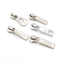 China Nickel Logo Engraved Metal Zipper Puller Customized Shape Size Metal Zipper Puller Label For Handbag for sale