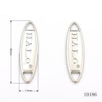 China Logo Engraved Nickel Metal Zipper Pull Tag Customized Long Shape Metal Logo Zipper Puller Label For Handbag for sale