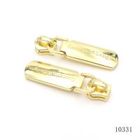 China Customized Brand Name Logo Metal Zipper Puller Gold Bag Zip Pull Head Charm for sale