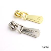 China Brand Logo Engraved Nickel Gold Metal Zipper Puller Accessories Customized Long Shape Logo Engraved Metal Logo Zipper Puller Label For Handbag for sale