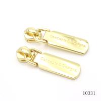 China Customized Brand Name Logo Metal Zipper Puller Gold Bag Zip Pull Head Charm for sale