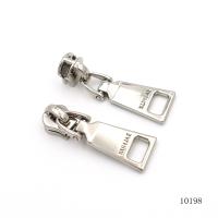 China Nickel Metal Zipper Puller Custom Logo Text Zip Pull Charm #5 Slider Head for sale