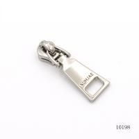 China Nickel Metal Zipper Puller Custom Logo Text Zip Pull Charm #5 Slider Head for sale