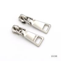 China Nickel Metal Zipper Puller Custom Logo Text Zip Pull Charm #5 Slider Head for sale