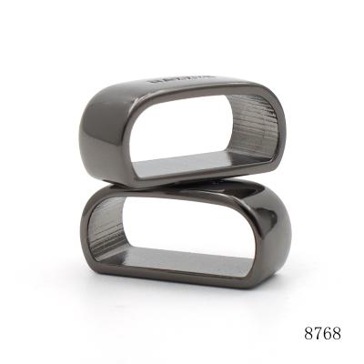 China Bag Parts & Accessories Metal Loop Keeper Gunmetal Black Strap Slider Logo Tube Dog Leash Rope Buckles for sale