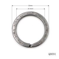 China Gunmetal Custom Split Key Ring 25mm Flat Stamping Logo Keychain O Ring Iron for sale