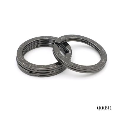 China Gunmetal Custom Split Key Ring 25mm Flat Stamping Logo Keychain O Ring Iron for sale