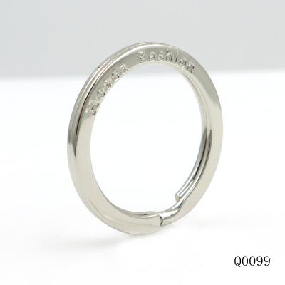 China Nickel Plated Custom Engraved Logo Keychain Key Ring 1 Inch Flat Split Ring Iron 33mm for sale