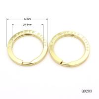 China Shiny Gold Plated Split Ring Metal Key Chain Key Ring Custom Logo Rusty-Proof Keyring for sale