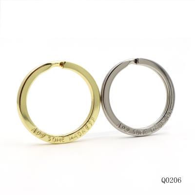 China 30mm Custom deboss logo Flat split o ring gold silver iron metal keychain O ring for sale
