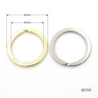 China 30mm Custom deboss logo Flat split o ring gold silver iron metal keychain O ring for sale