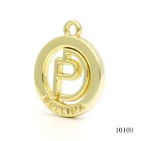 China Gold Plating Custom Metal Hollow Logo Round Zinc Alloy Logo Tag With Ball Chain For Handbag Hardware Accessories for sale