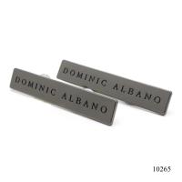 China Custom Engraved Zinc Alloy Square Logo Tag with Rivets | Metal Handbag Hardware for sale