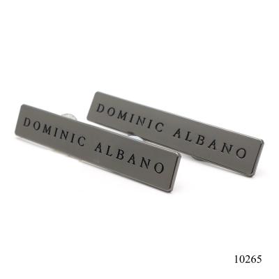 China Custom Engraved Zinc Alloy Square Logo Tag with Rivets | Metal Handbag Hardware for sale
