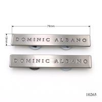 China Custom Engraved Zinc Alloy Square Logo Tag with Rivets | Metal Handbag Hardware for sale