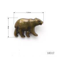China Custom Bear Shape Metal Logo Label 13.5x9mm Vintage Antique Brass Finish for Leather Goods for sale