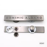 China Custom Engraved Zinc Alloy Square Logo Tag with Rivets | Metal Handbag Hardware for sale