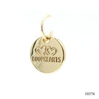China Custom Engraved Metal Tag 15mm Circle Charm with Jump Ring for Keychain Zinc Alloy for sale