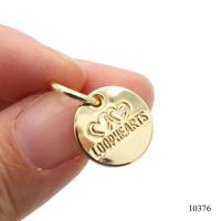 China Custom Engraved Metal Tag 15mm Circle Charm with Jump Ring for Keychain Zinc Alloy for sale