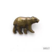 China Custom Bear Shape Metal Logo Label 13.5x9mm Vintage Antique Brass Finish for Leather Goods for sale