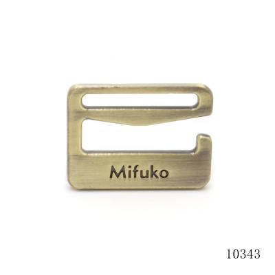 China Custom Logo Engraved Metal Tri Glide Buckle 25mm Adjustable Strap Connector for Bags for sale