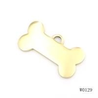China Gold PVD Coated Stainless Steel Bone Shape Pet ID Tag DIY Laser Engraved 30mm for sale