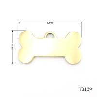 China Gold PVD Coated Stainless Steel Bone Shape Pet ID Tag DIY Laser Engraved 30mm for sale