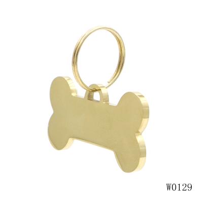 China Gold PVD Coated Stainless Steel Bone Shape Pet ID Tag DIY Laser Engraved 30mm for sale