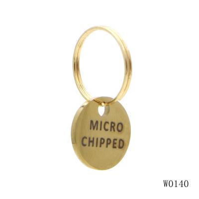 China Gold PVD Coated Stainless Steel Round Disc Pet ID Tag 25mm DIY Laser Engraved Logo for Dogs Cats for sale