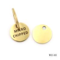 China Gold PVD Coated Stainless Steel Round Disc Pet ID Tag 25mm DIY Laser Engraved Logo for Dogs Cats for sale