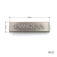 China 38mm Brushed Gunmetal Rectangle Bag Metal Label Plate Custom Metal Embossed Logo Name Plate for sale