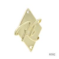 China None Rusty Garment Leather Bag Design Metal Label Gold Plated Custom Metal Embossed Logo Plate with Sewing Holes for sale