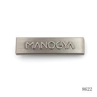 China 38mm Brushed Gunmetal Rectangle Bag Metal Label Plate Custom Metal Embossed Logo Name Plate for sale