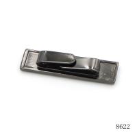 China 38mm Brushed Gunmetal Rectangle Bag Metal Label Plate Custom Metal Embossed Logo Name Plate for sale