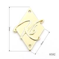 China None Rusty Garment Leather Bag Design Metal Label Gold Plated Custom Metal Embossed Logo Plate with Sewing Holes for sale