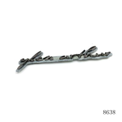 China Personalized Design Luxury Bag Metal Label Logo Gunmetal Plated Custom Metal Separate Letter Logo Plate for sale