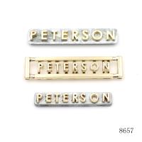 China Lady Handbag Hardware Metal Logo Label Gold Plated Custom Metal Separate Letter Logo Plate for sale